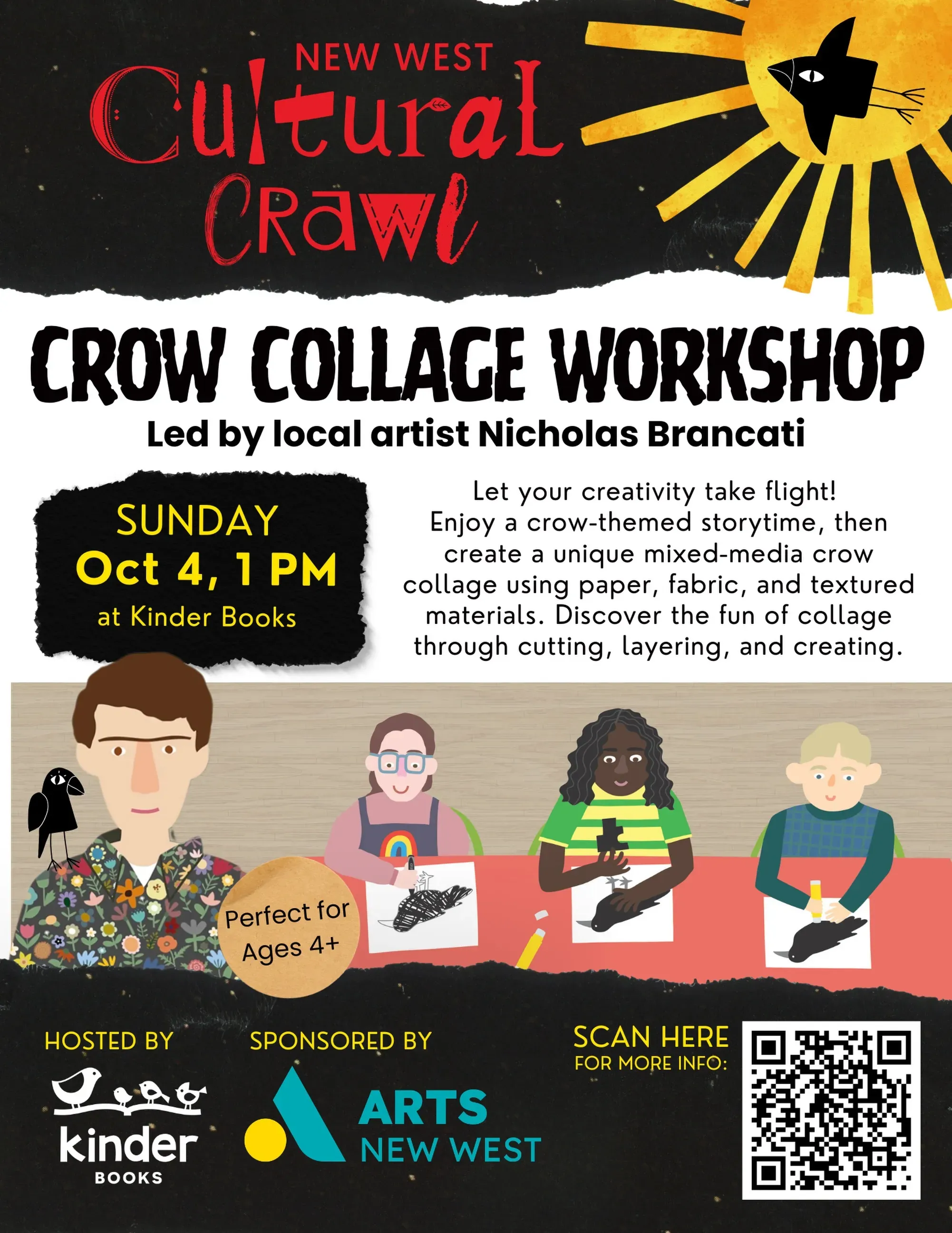 Crow Collage Workshop at Kinder Books in Vancouver | Mato